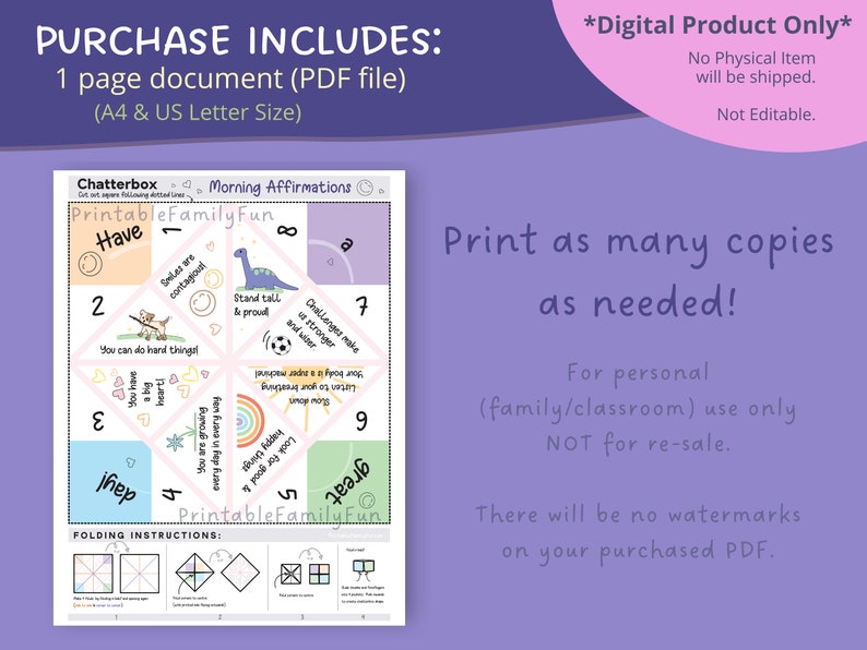 Have a Great Day! Cootie Catcher Printable, Paper Toy, Printable Games ...
