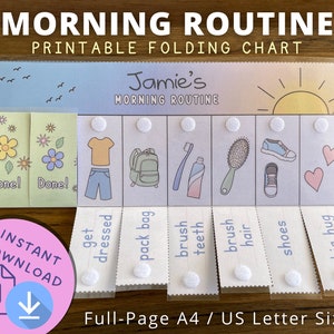 Morning Routine Chart, Printable Folding / Flip Chart : Kids Daily ...