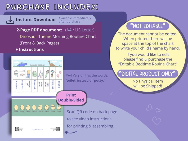 Morning Routine Chart, Printable Folding / Flip Chart : Kids Daily ...
