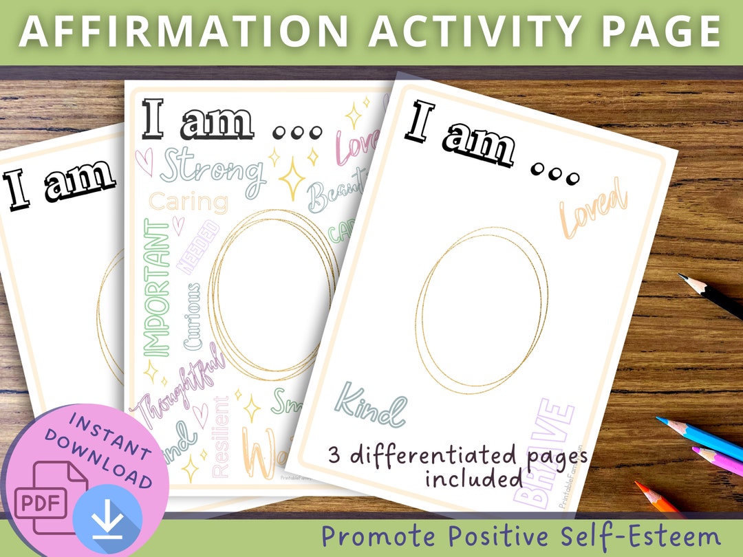 Positive Affirmation Activity for Kids, Printable, Kids Mental Health ...
