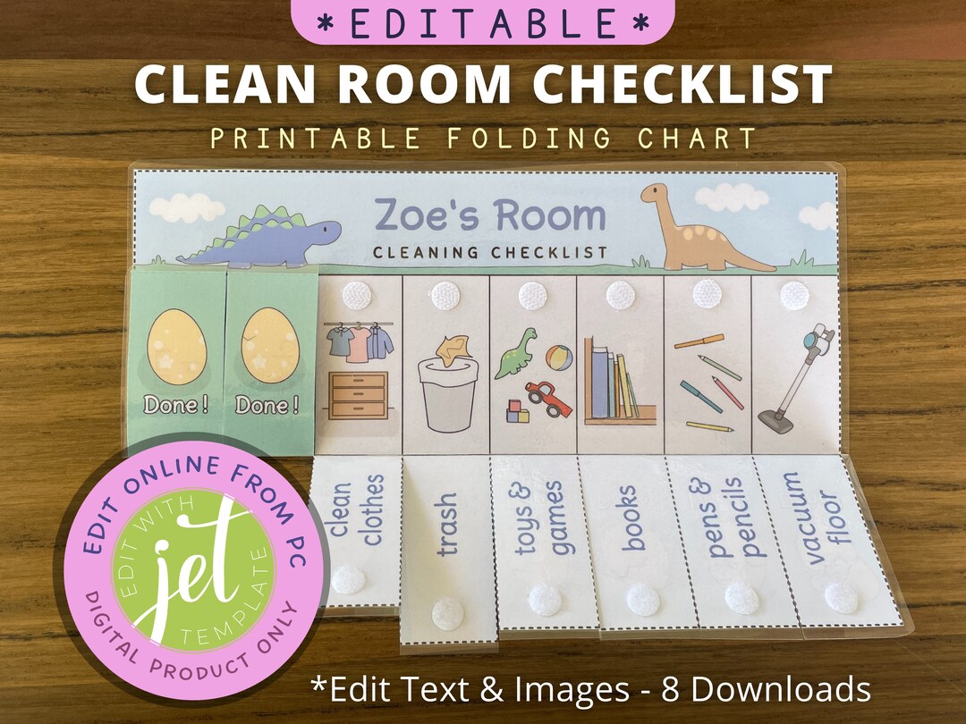 Clean Your Room! Editable Kids Bedroom Cleaning Checklist, Printable ...