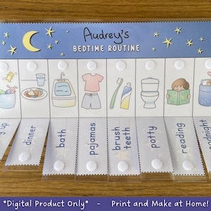 Bedtime Routine Chart Printable Folding / Flip Chart : Kids - Etsy