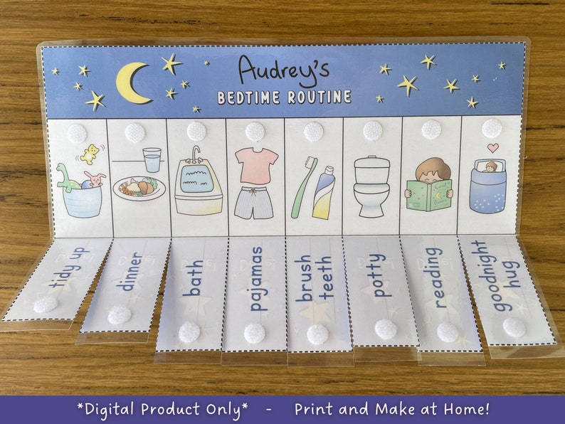 Bedtime Routine Chart Printable Folding / Flip Chart : Kids - Etsy ...
