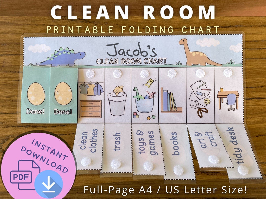 Clean Your Room Chart, Dinosaur Theme, Bedroom Pick up Printable ...