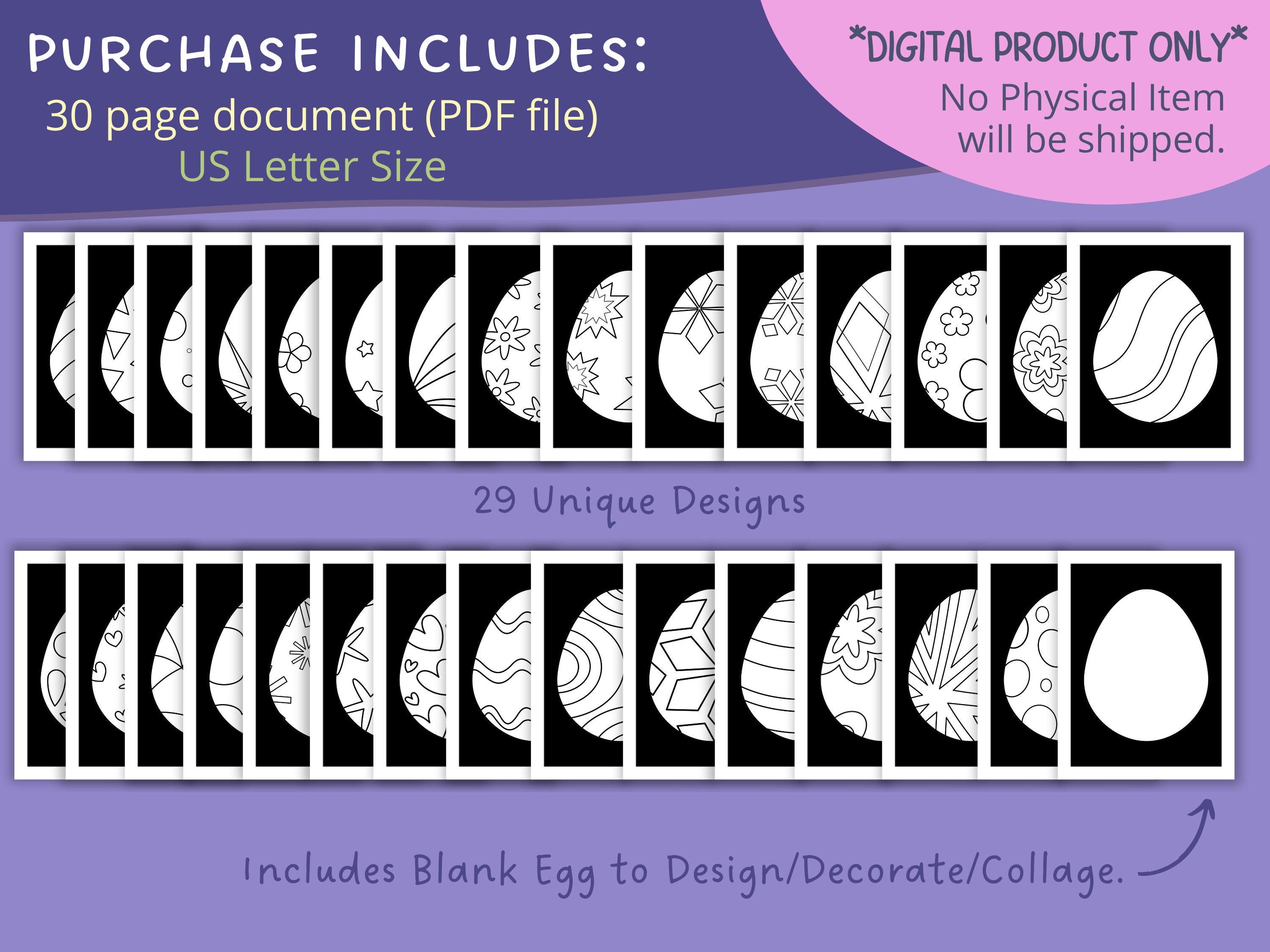 Jumbo Easter Egg Coloring Page: High Contrast, Simple Toddler Craft ...