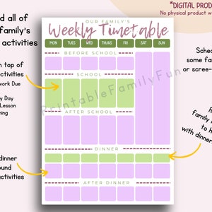 Family Schedule, Kids Activity Planner, With Dinner Planner and Kitchen ...