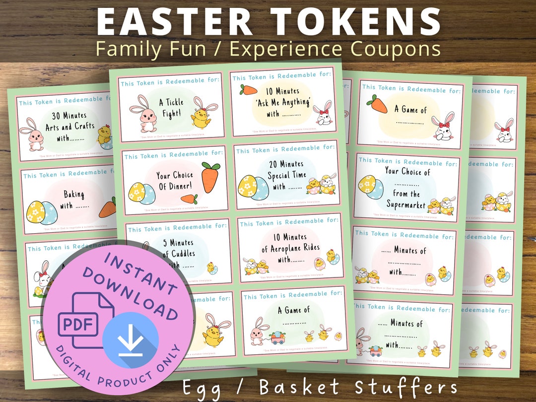 Easter Egg Tokens: Prinable Coupons Redeemable for Fun Family ...