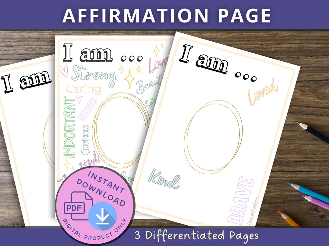 Positive Affirmation Activity for Kids, Printable, Kids Mental Health ...