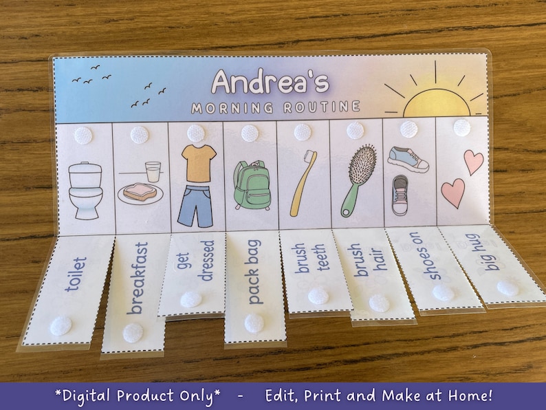 Editable Morning Routine Chart, Printable Folding / Flip Chart : Kids ...