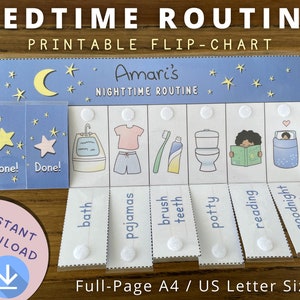 Bedtime Routine Chart Printable Folding / Flip Chart : Kids - Etsy Canada