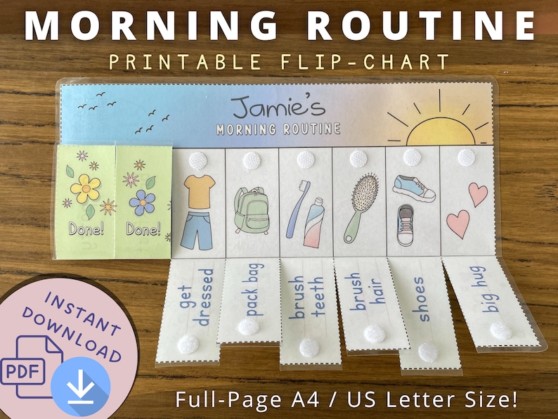 Morning Routine Chart Printable Folding / Flip Chart : Kids - Etsy