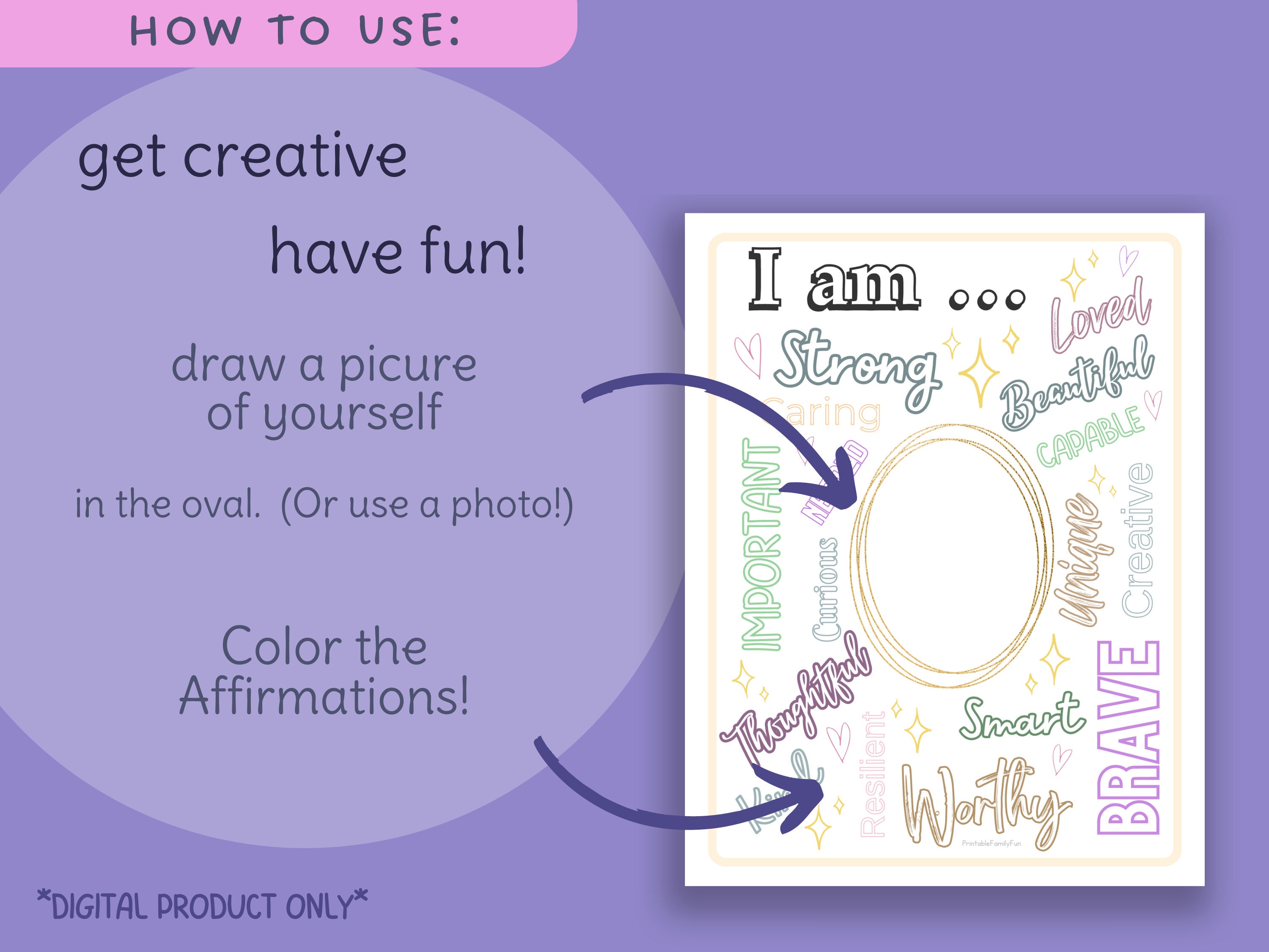 Positive Affirmation Activity for Kids, Printable, Kids Mental Health ...