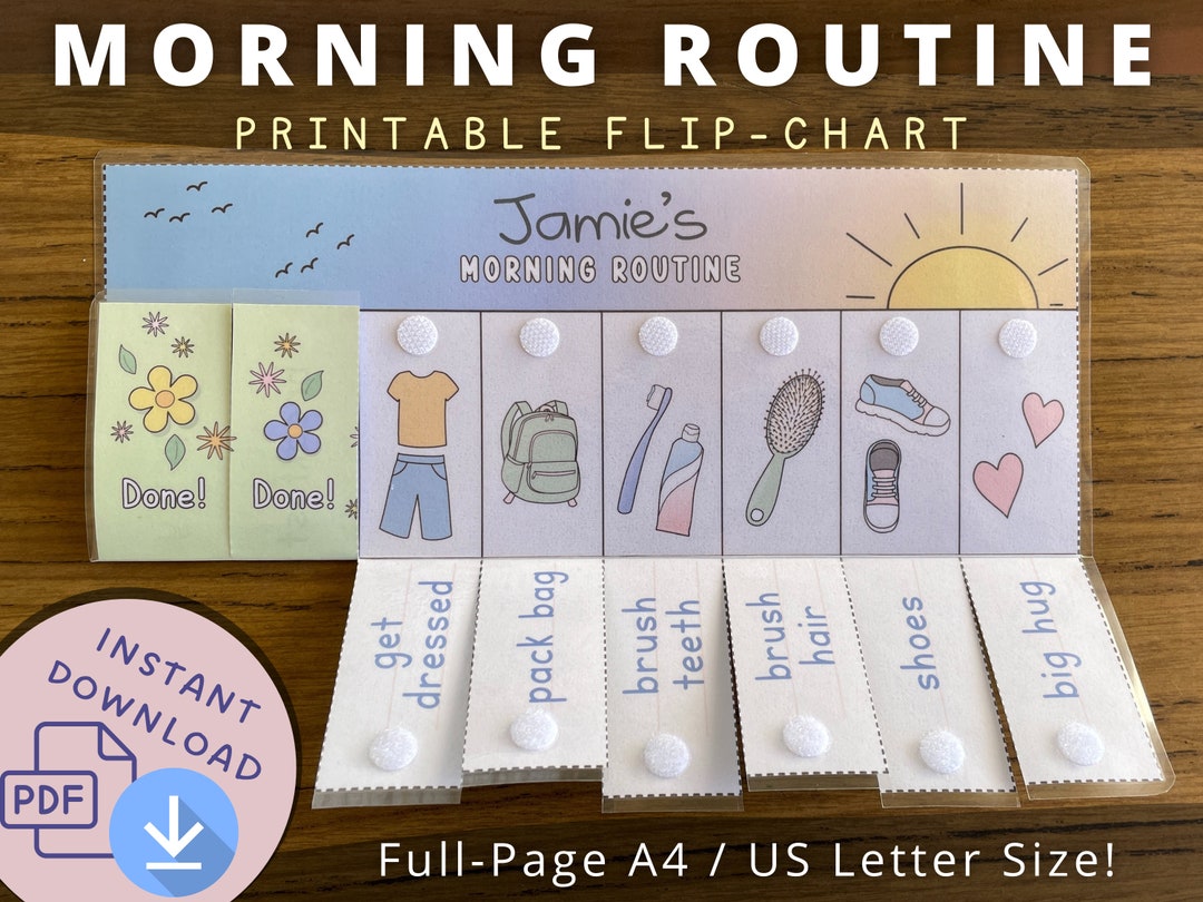 Morning Routine Chart Printable Folding / Flip Chart : Kids - Etsy UK