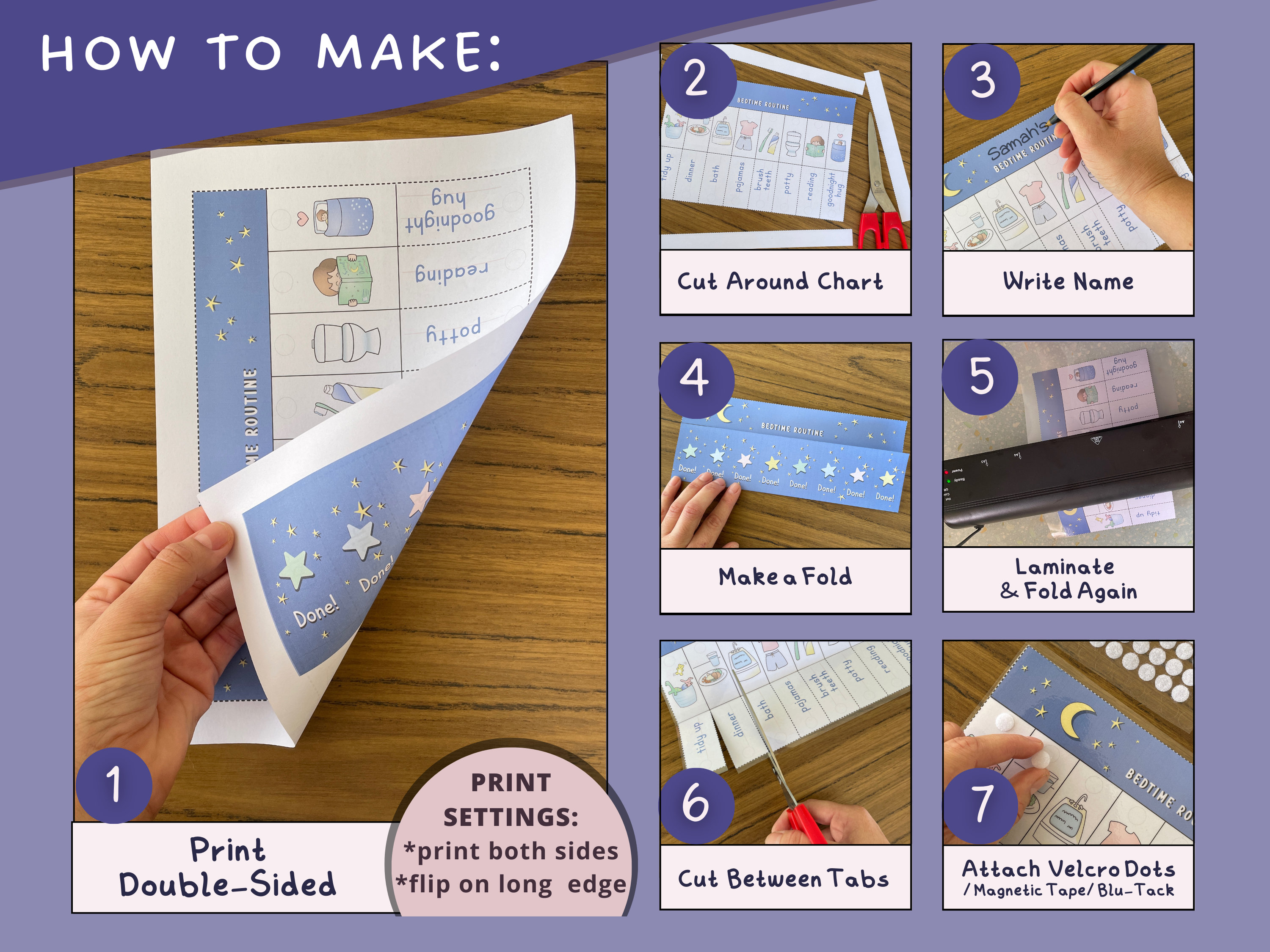 Bedtime Routine Chart Printable Folding / Flip Chart : Kids - Etsy UK