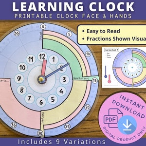 Learning Clock, Printable DIY Clock Toy for Telling Time, Homeschool ...