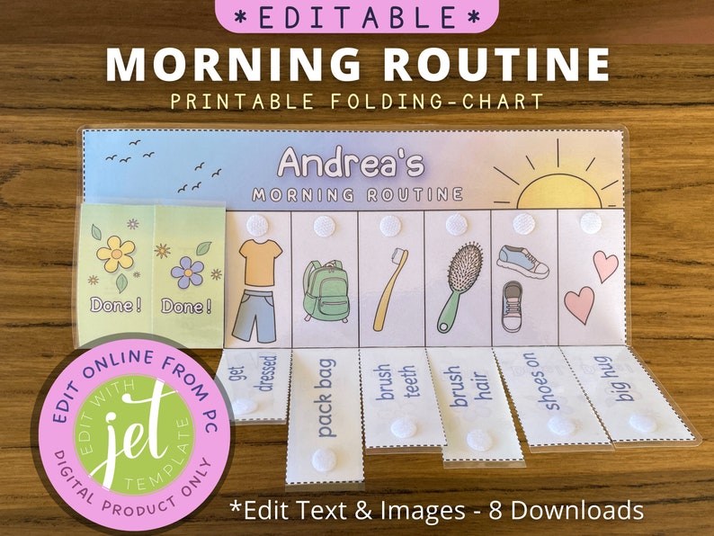 Editable Morning Routine Chart, Printable Folding / Flip Chart : Kids ...