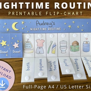 Nighttime Routine Chart Printable Folding / Flip Chart : Kids - Etsy