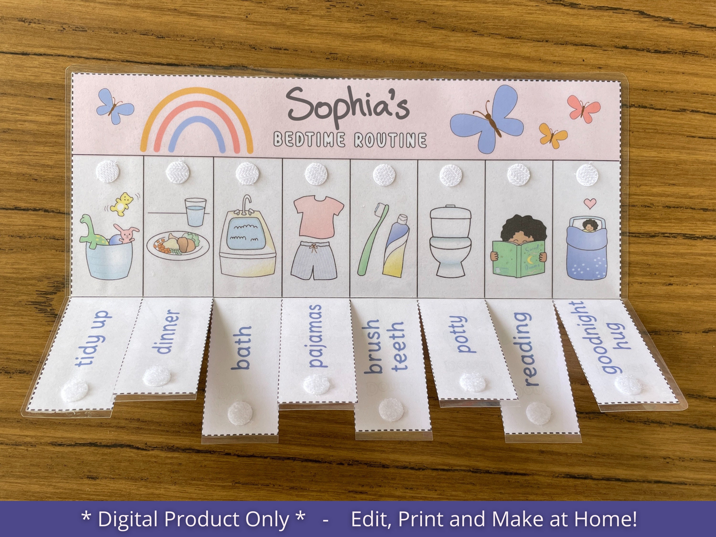 Bedtime Routine Chart, Printable Folding Flip Chart, Kids Daily ...