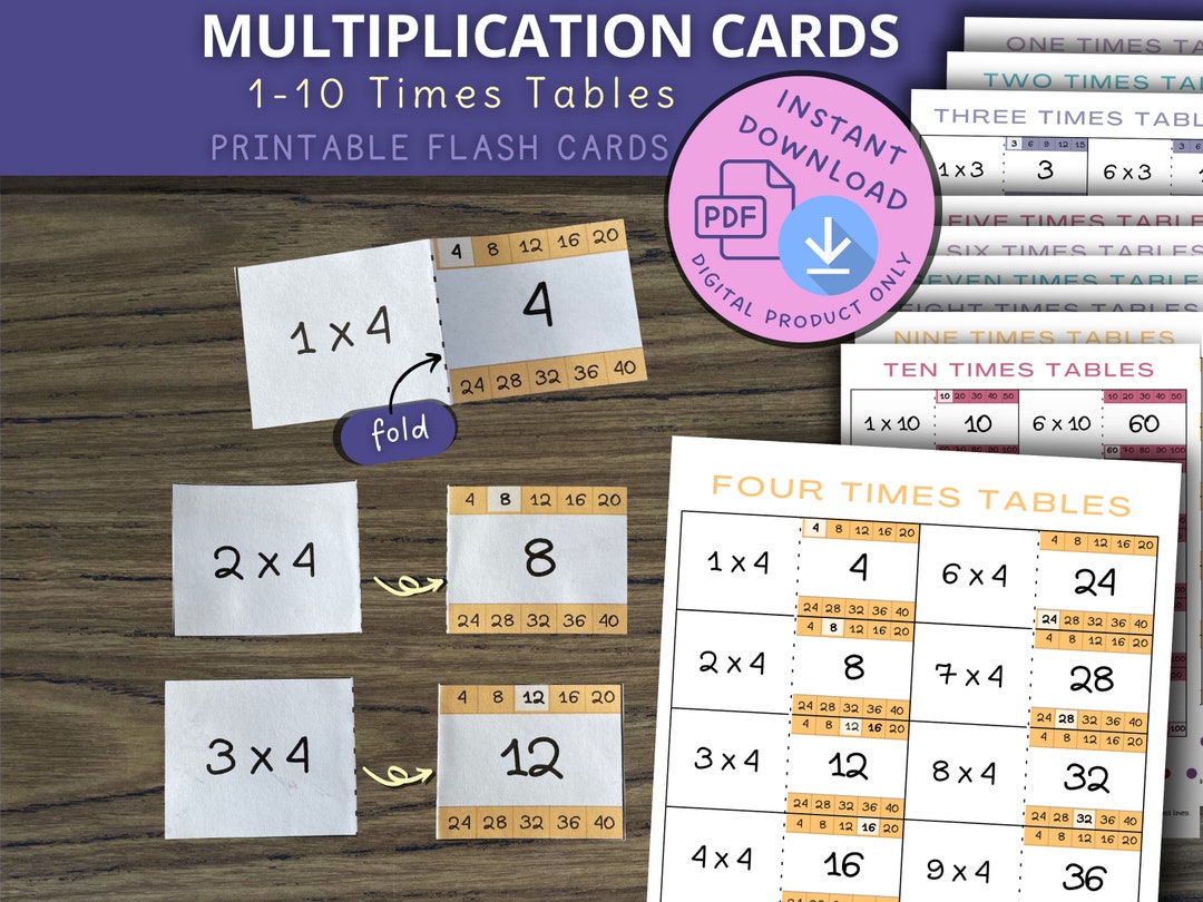 Multiplication Flash Cards, 1 to 10 Times Tables, Skip Counting ...