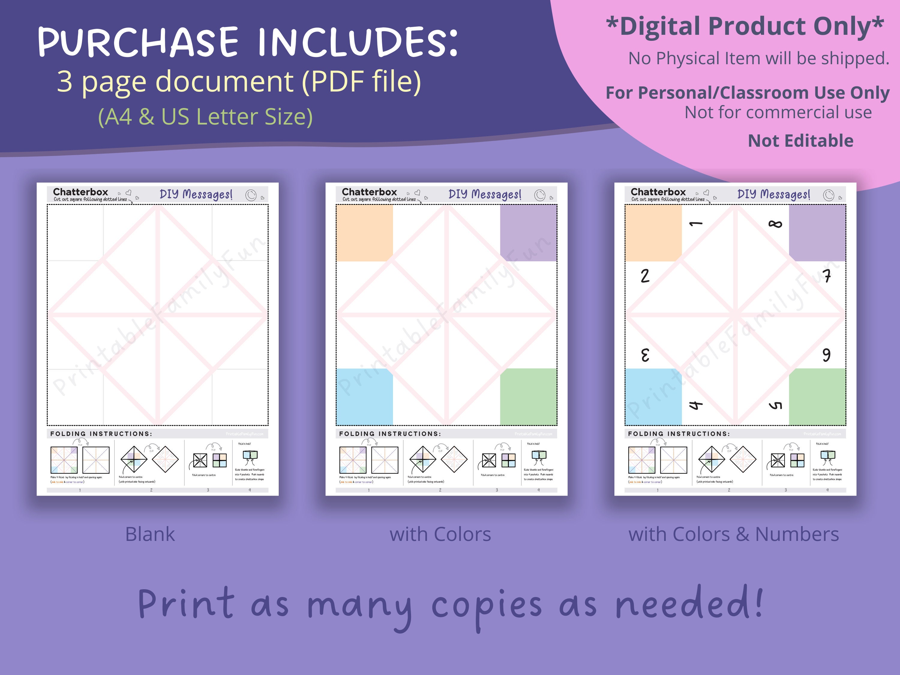 Blank Cootie Catcher Printable Template, Printable Games for Kids, Easy ...