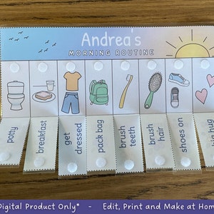 Editable Morning Routine Chart Printable Folding / Flip Chart - Etsy