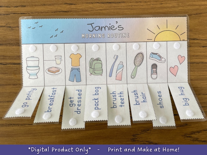 Morning Routine Chart, Printable Folding / Flip Chart : Kids Daily ...