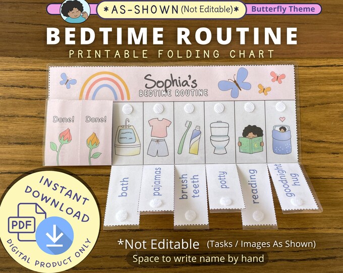 Editable Bedtime Routine Chart, Printable Folding / Flip Chart : Kids ...