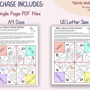 Printable Cootie Catcher, Unicorn Party Favors, Easy Craft Game, Kids ...