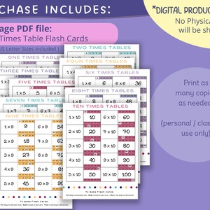 Multiplication Flash Cards, 1 to 10 Times Tables, Skip Counting ...