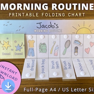 Morning Routine Chart, Printable Folding / Flip Chart : Kids Daily ...