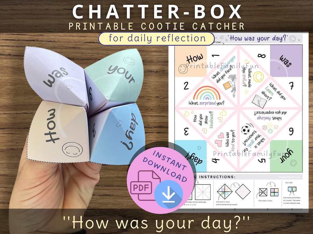 How was your day Cootie Catcher Printable, paper toy, printable games ...