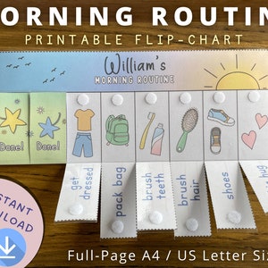 Morning Routine Chart Printable Folding / Flip Chart : Kids - Etsy ...