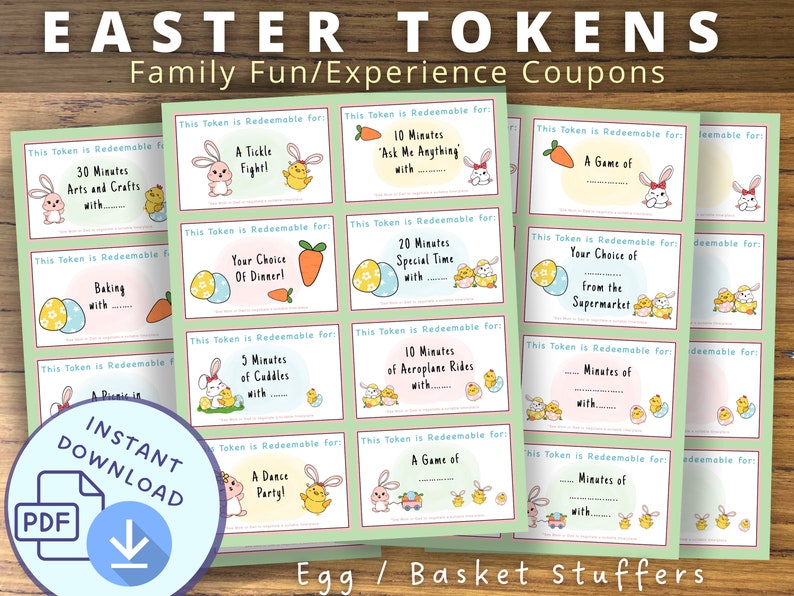 Easter Egg Tokens: Prinable Coupons Redeemable for Fun Family - Etsy