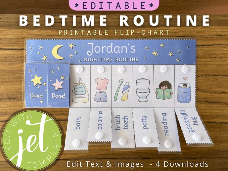 Editable Bedtime Routine Chart Printable Folding / Flip Chart - Etsy
