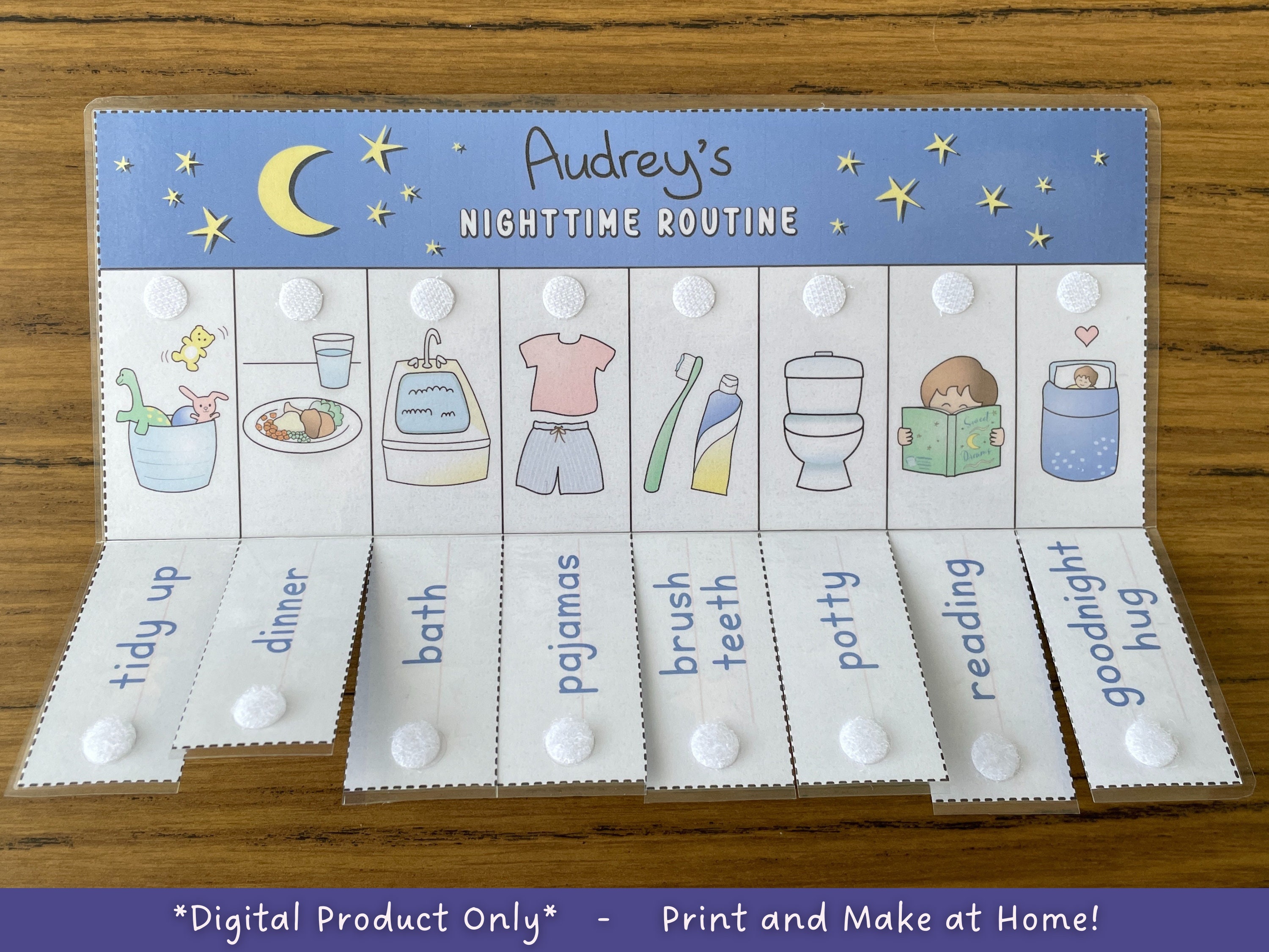 Nighttime Routine Chart, Printable Folding / Flip Chart : Kids Daily ...