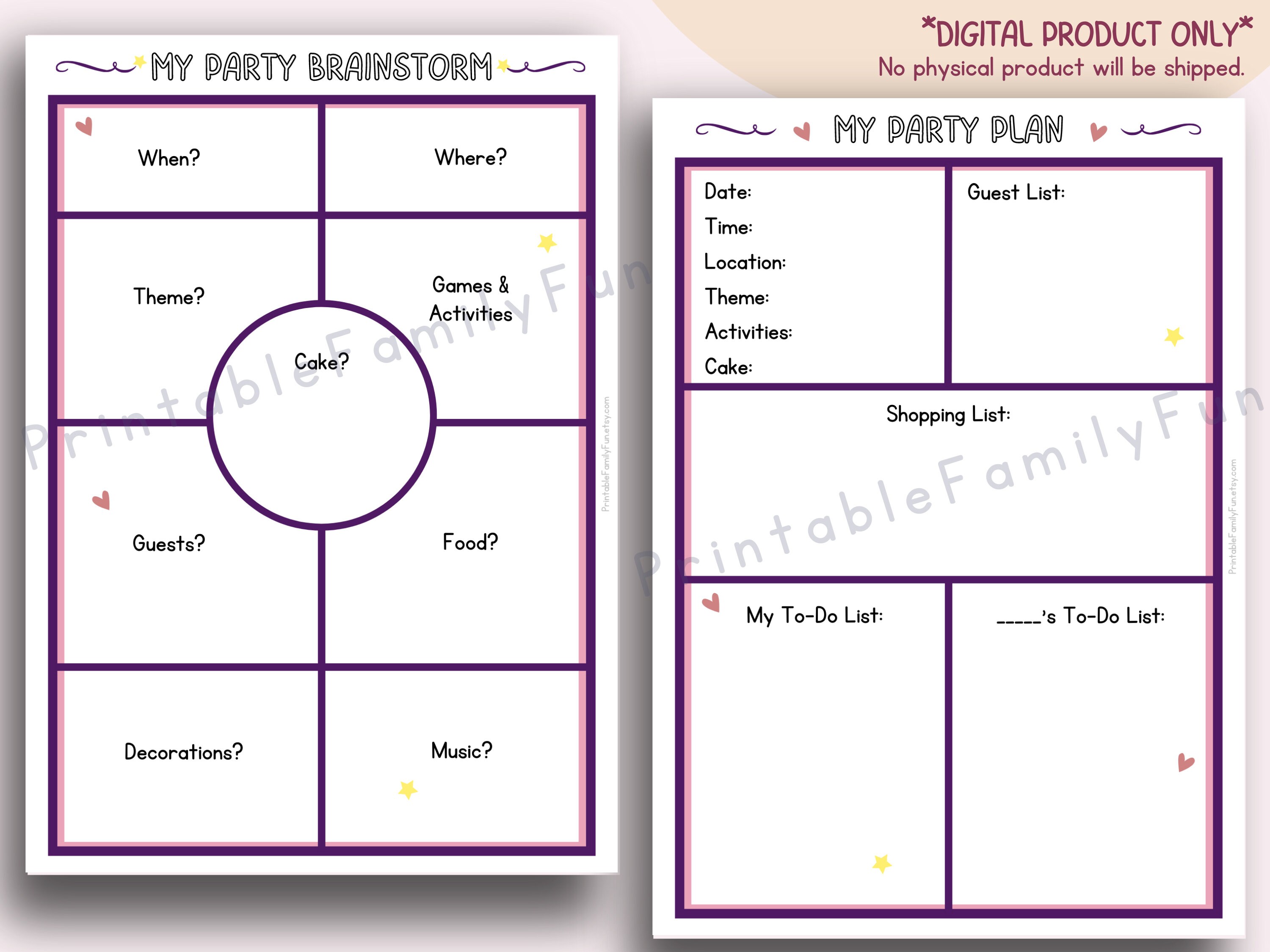 Birthday Wish List and Party Planner, Printable, for Kids, With My ...
