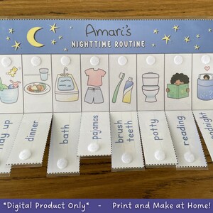 Bedtime Routine Chart, Printable Folding / Flip Chart : Kids Daily ...