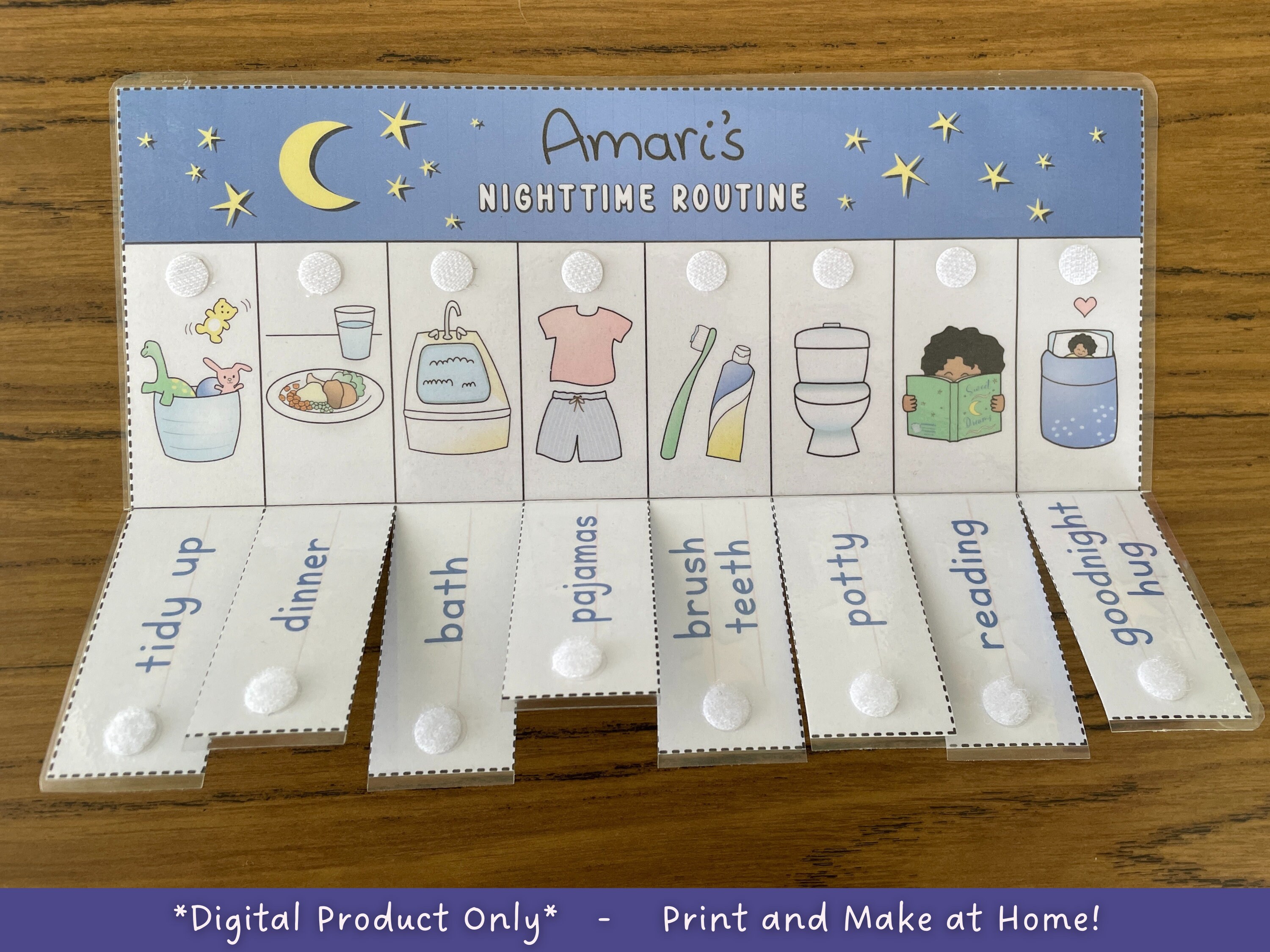 Bedtime Routine Chart, Printable Folding / Flip Chart : Kids Daily ...
