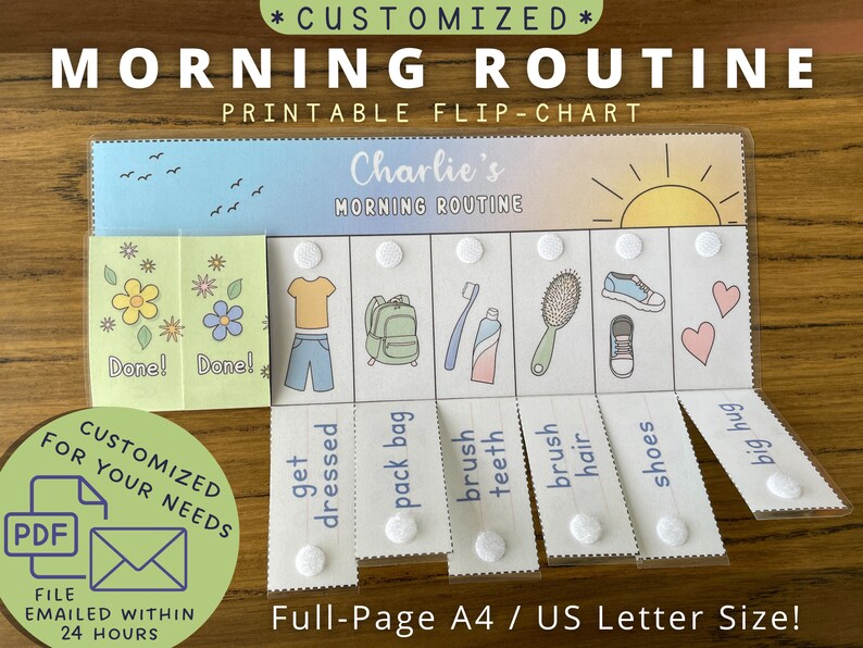 Customized Morning Routine Chart, Printable Folding / Flip Chart, Kids ...