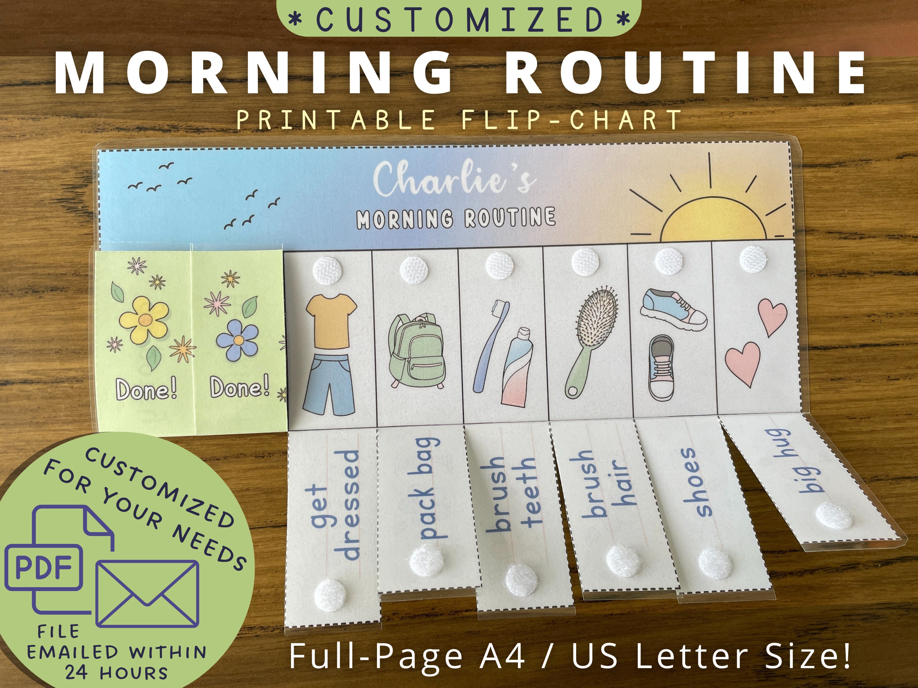 Customized Morning Routine Chart, Printable Folding / Flip Chart, Kids Daily Before School ...