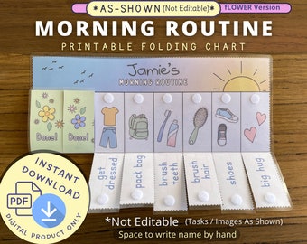 Pony Morning Routine Chart, Printable Flip Chore Chart for Kids Daily ...