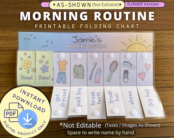 Morning Routine Chart, Printable Folding / Flip Chart : Kids Daily ...