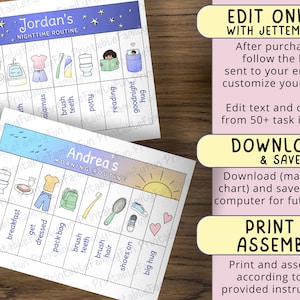 Editable Morning & Bedtime Routine Chart Bundle, Printable Folding ...
