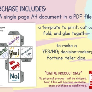 Yes No Maybe Cube, Decision Maker, Printable, Fortune Teller Game ...