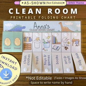 Clean Your Room Chart, Dinosaur Theme, Bedroom Pick up Printable ...