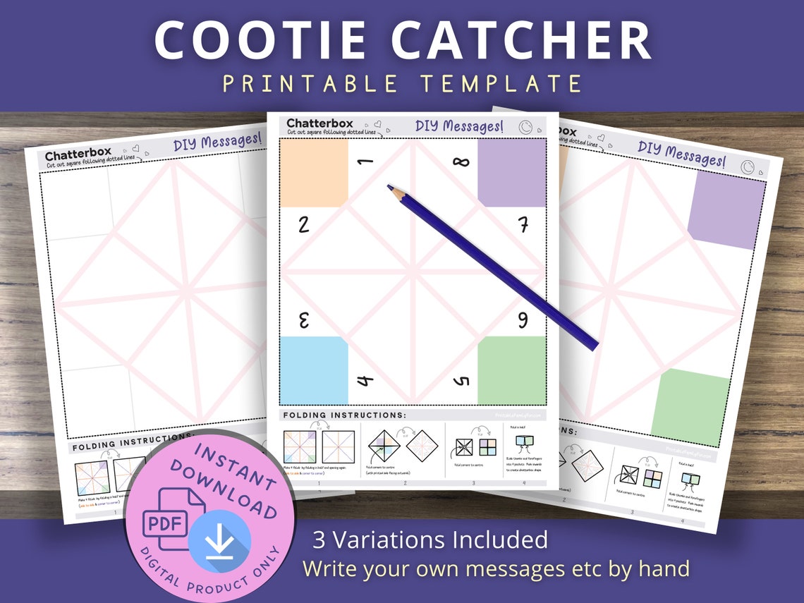 Blank Cootie Catcher Printable Template, Printable Games for Kids, Easy ...