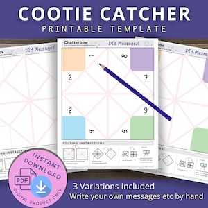 Blank Cootie Catcher Printable Template, Printable Games for Kids, Easy ...