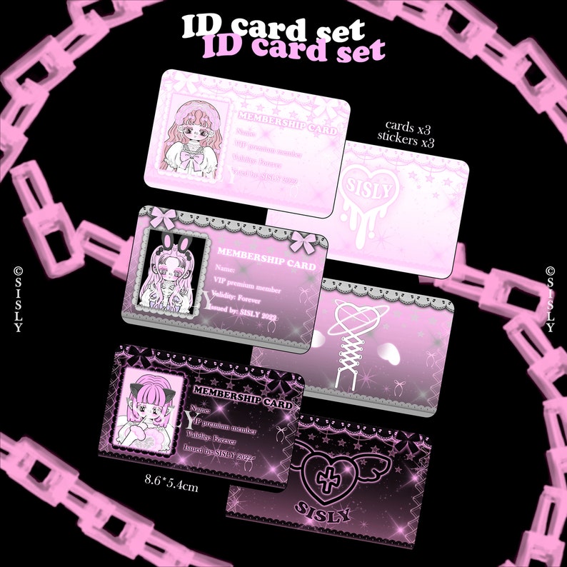 ID Card Set Pink and Purple Toploader Decor Sticker Photocard Bullet ...