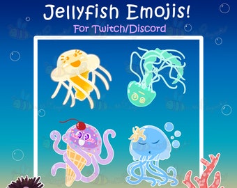 Cute Jellyfish Emoji 4 Pack: Twitch and Discord! High Quality and Hand ...