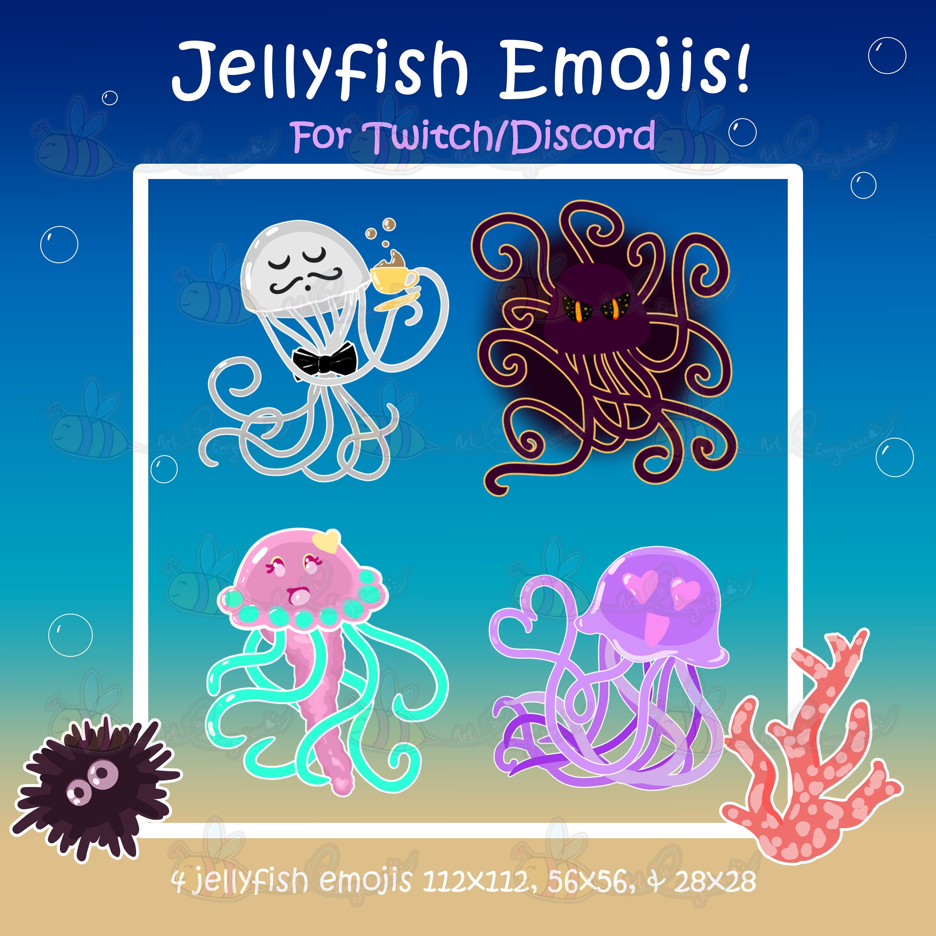 Cute Jellyfish Emoji 4 Pack: Twitch and Discord! High Quality and Hand ...